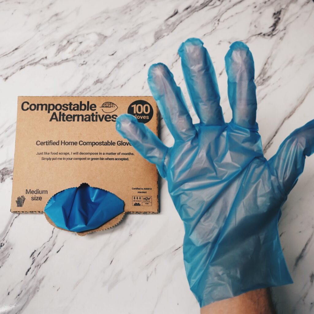 Disposable Gloves 100% Certified Home Compostable | Easy to dispose of