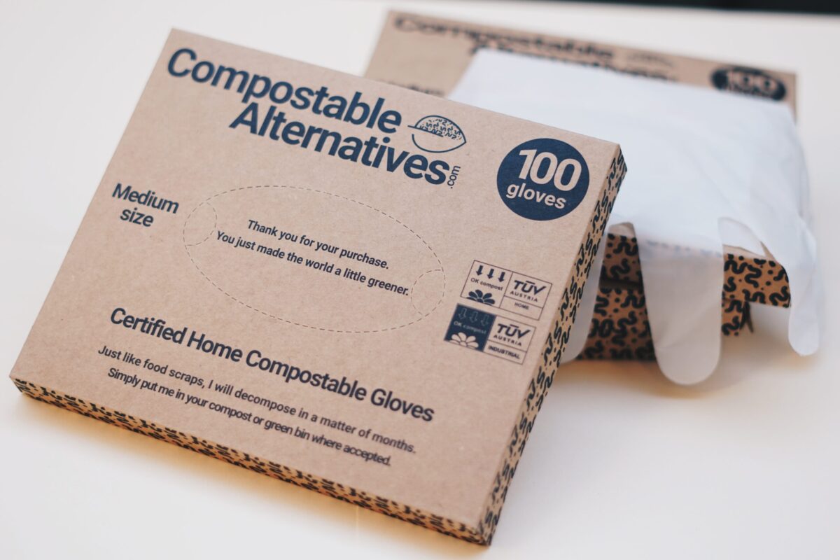 Disposable Gloves 100% Certified Home Compostable | Easy to dispose of