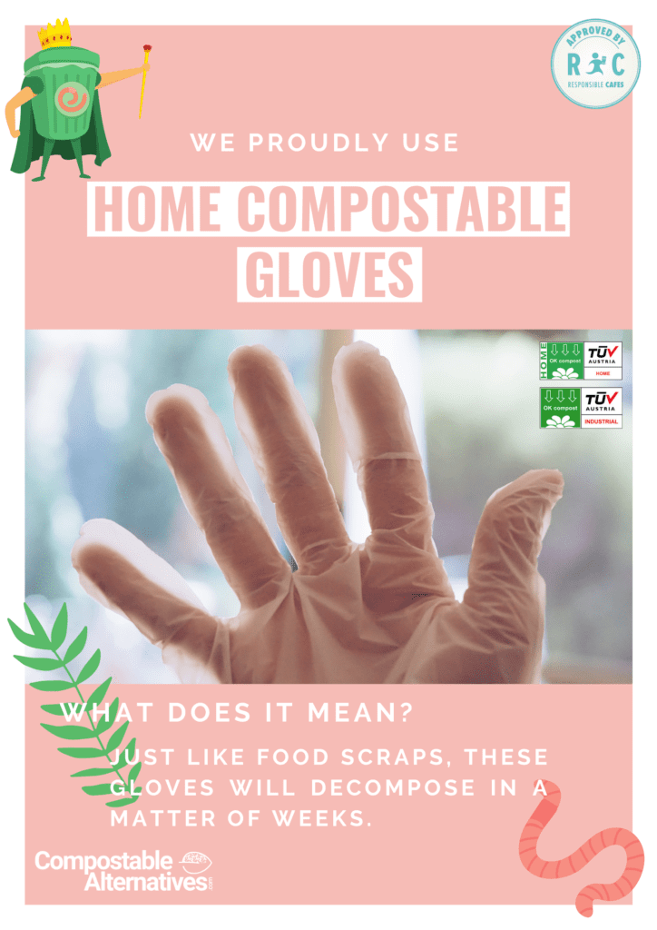 Disposable Gloves 100% Certified Home Compostable | Easy to dispose of